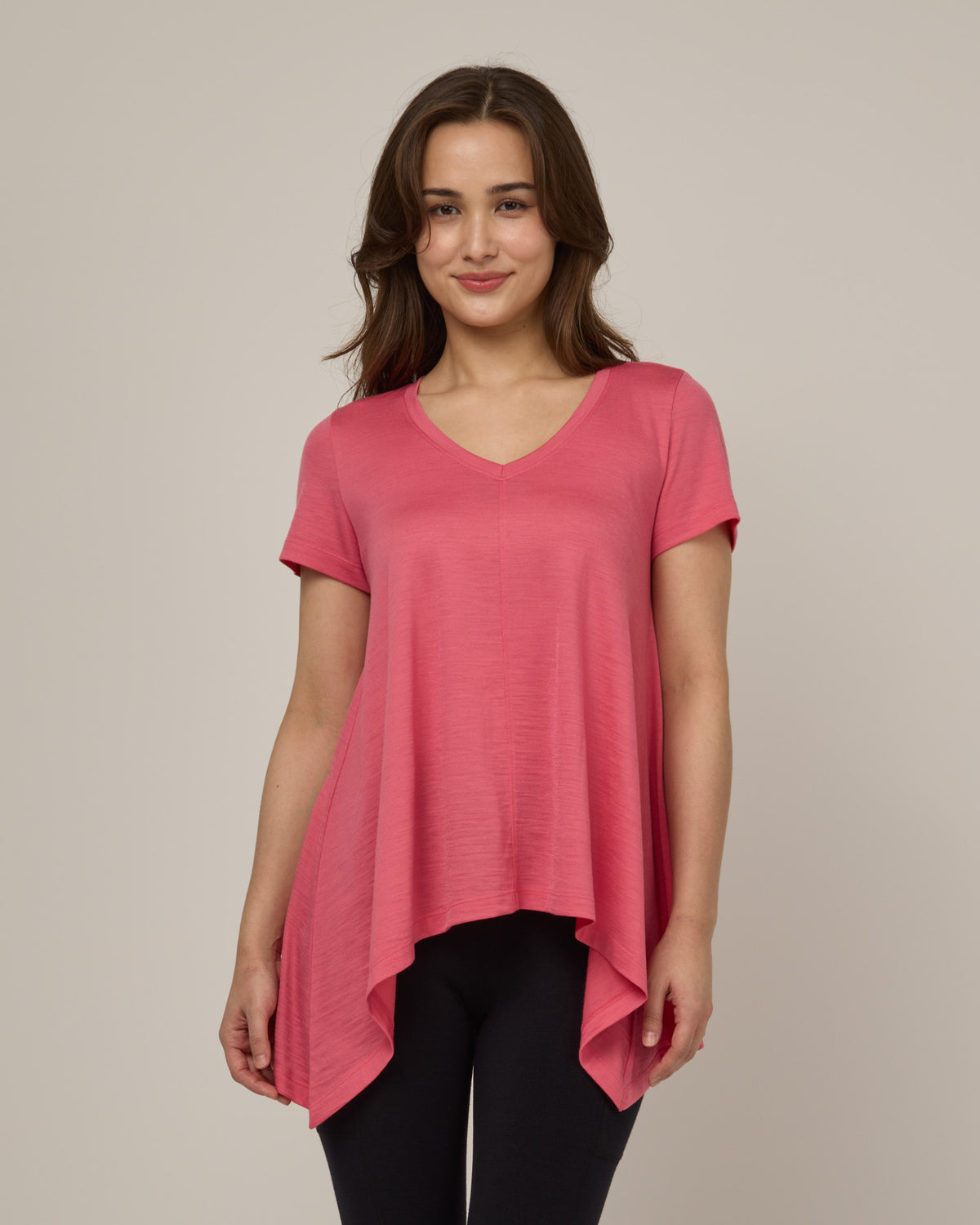 Quinn Merino Wool Trapeze Tee - Geranium – Quinn Trapeze Tee | wool& Europe
