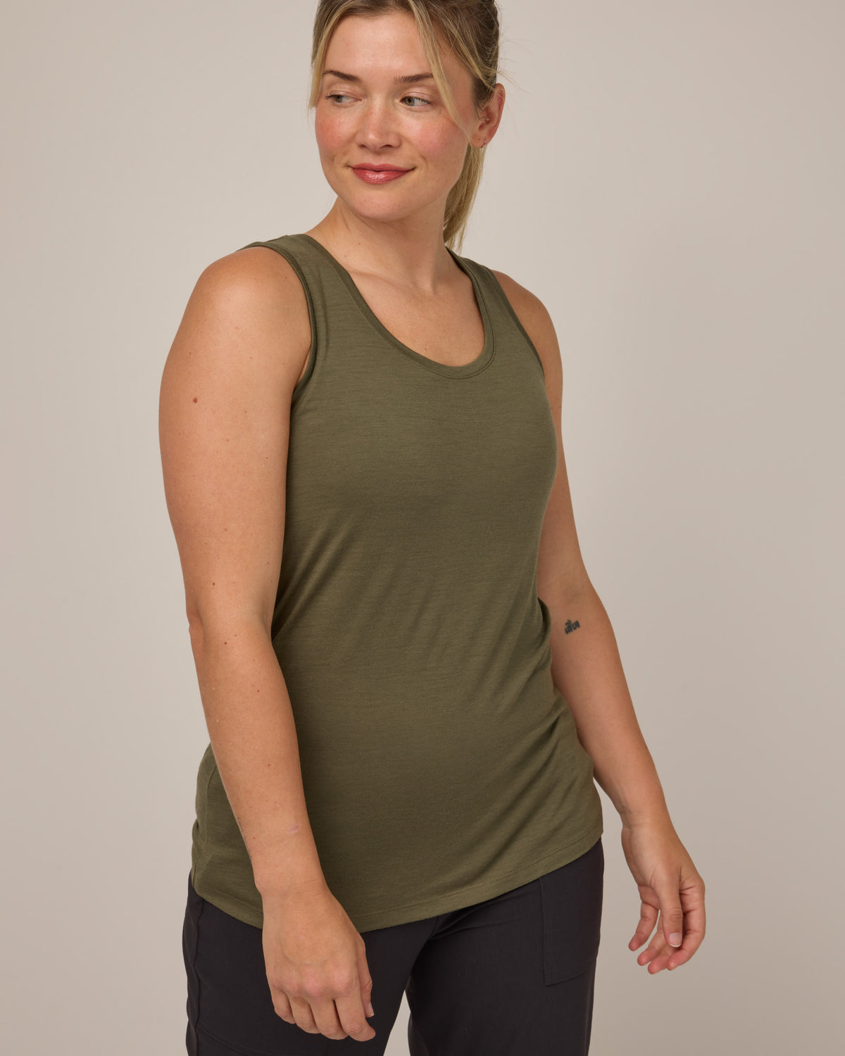 Livia Merino Wool Fitted Tank - Olive – Livia 100% Wool Tank Top | wool ...