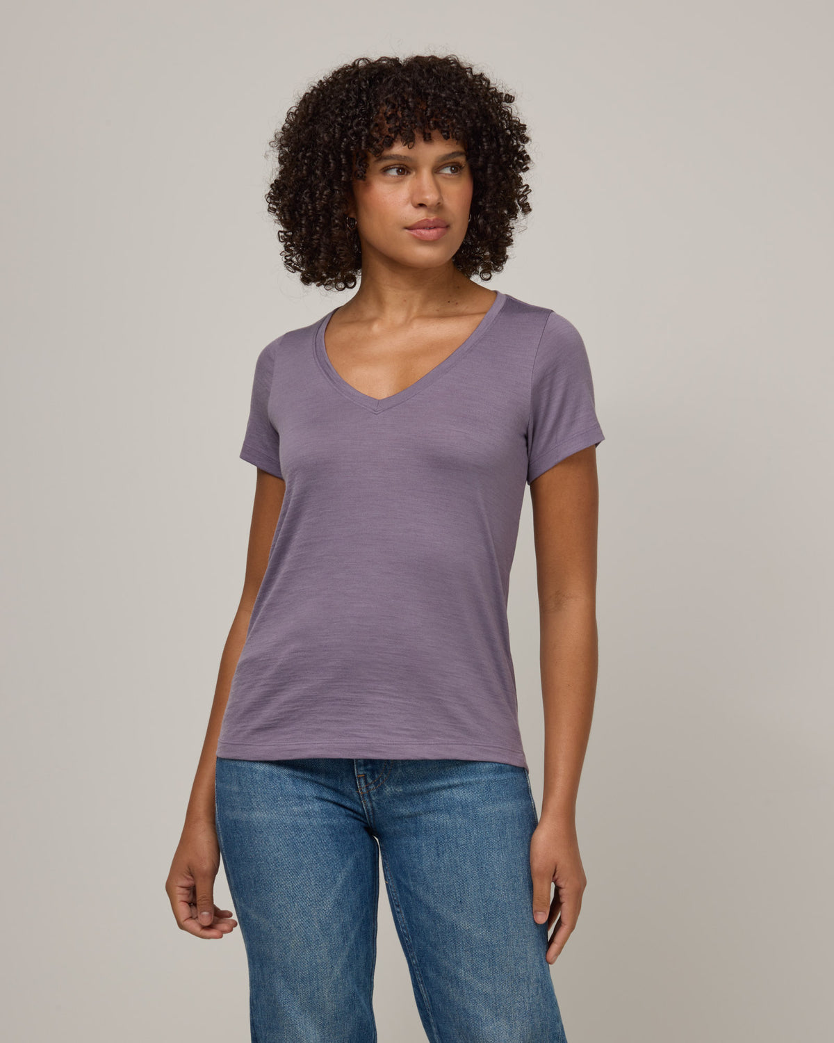 Morgan Merino Wool V-Neck Tee - Purple Sage – Morgan V-Neck Tee | wool ...