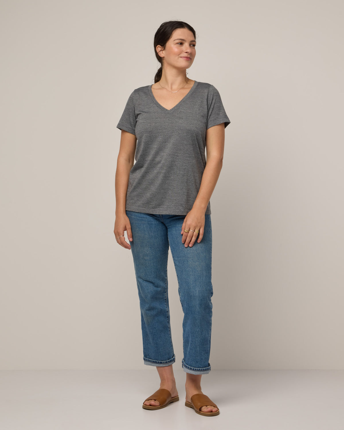 Morgan Merino Wool V-neck Tee - Charcoal Heather – Morgan V-Neck Tee ...